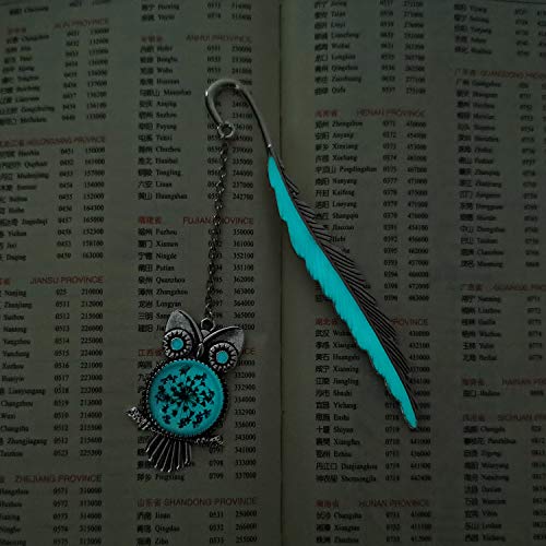 Gzrlyf Owl Bookmark Glow in The Dark Bookmark Luminous Book Markers Metal Book Lover Gifts (Luminous Bookmark)