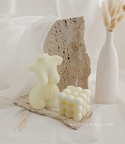 Bubble Cube + Human Body Candle Women Body Candle Body Shape Beautiful Art Candle Decoration for Wedding Decorative Candle for Bedroom Bathroom Decorations Hand Poured Scented Candle (Bubble + Body)