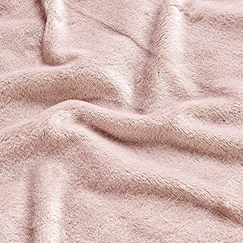Mocaletto Luxury 3 Layers Fleece Throw Blanket,650 GSM Thick Decorative Warm Blanket Queen Size 90" x 90", Soft Velvet Winter Blanket for Sofa Couch Bed,Washable & Breathable,Pink