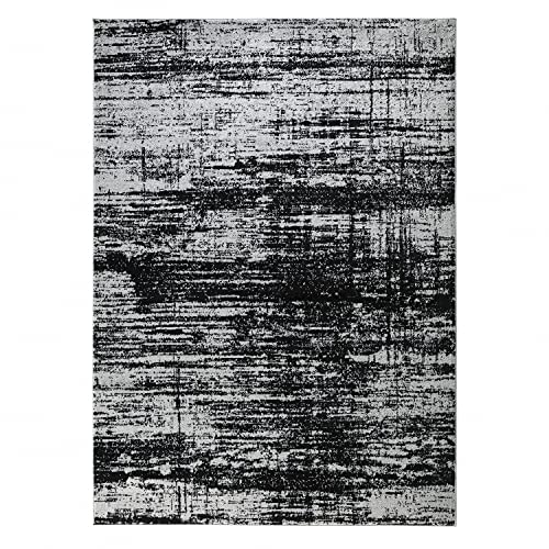 Antep Rugs Abstract 2x3 Modern Indoor Area Rug Amg045 (Black, 2' x 3')