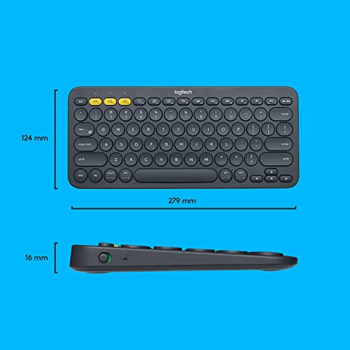 Logitech K380 Multi-Device Bluetooth Keyboard β Windows, Mac, Chrome OS, Android, iPad, iPhone, Apple TV Compatible β with Flow Cross-Computer Control and Easy-Switch up to 3 Devices β Dark Grey