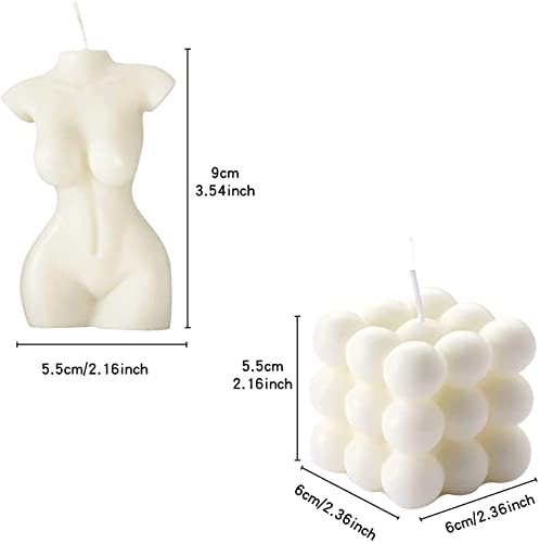 Bubble Cube + Human Body Candle Women Body Candle Body Shape Beautiful Art Candle Decoration for Wedding Decorative Candle for Bedroom Bathroom Decorations Hand Poured Scented Candle (Bubble + Body)