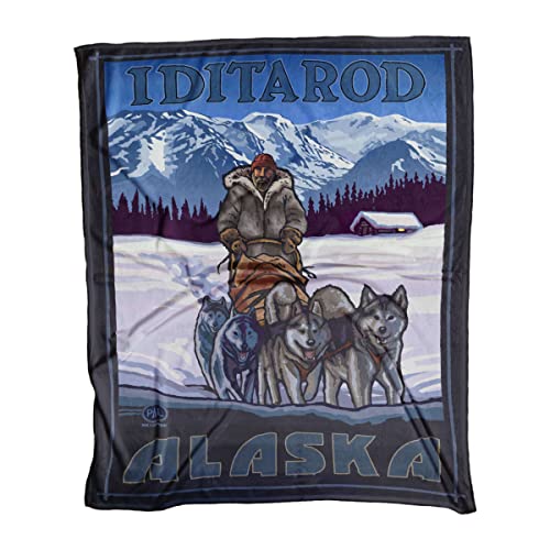 Iditarod Alaska Sled Dogs Ultra Fleece Bed Sofa Travel Cozy Blanket from Travel Artwork by Artist Paul A. Lanquist 60" x 80".