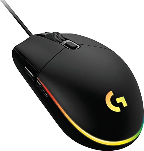 Logitech G203 LIGHTSYNC Wired Gaming Mouse, 8,000 DPI, Rainbow Optical Effect RGB, 6 Programmable Buttons, On-Board Memory, PC/Mac Computer, Laptop Compatible - Black (Renewed)