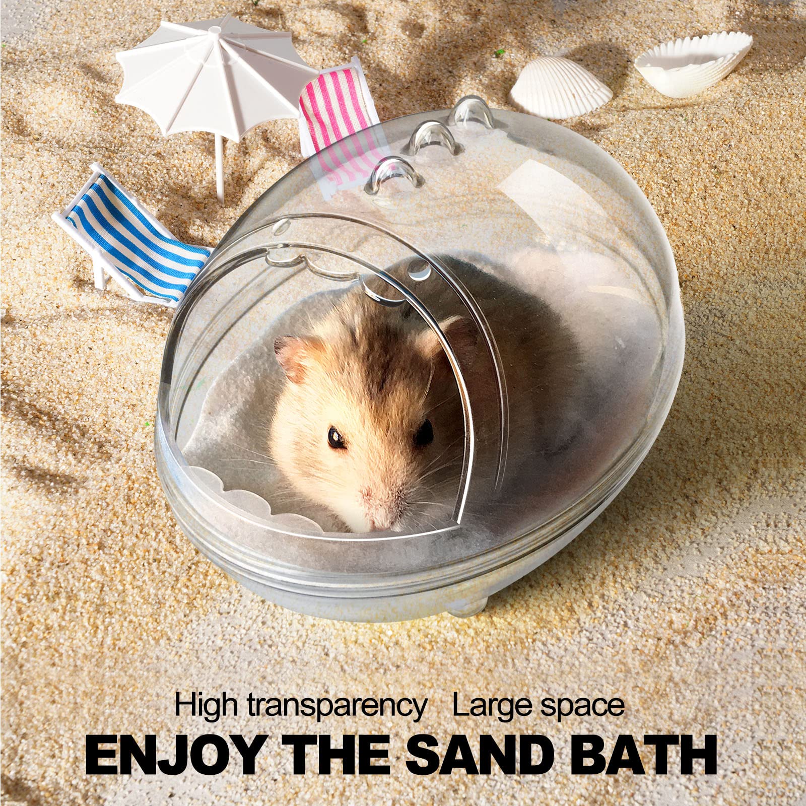 lazYYzal Hamster Bathroom,Hamster Bathtub Box,dust Bath for Hamster,Hamster Sand Bath Container,Hamster Bath,Hamster Bathing Bowl,Transparent Beds,Hamster Bathtub Toilet for Hamster Accessories (S)