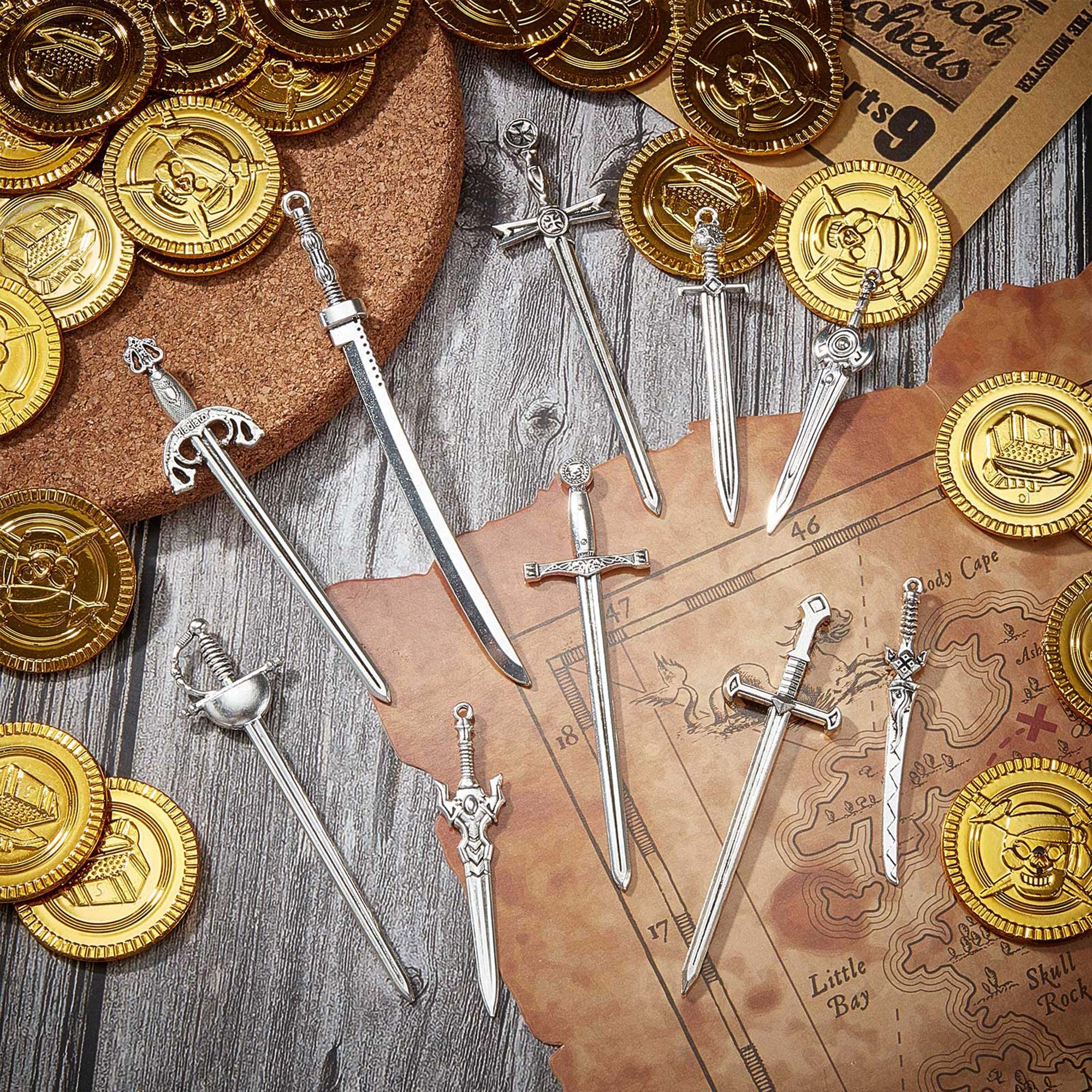 30 Pieces Antique Swords Knife Bookmark Sword Charms Pendants Bookmarks for Book Lovers Presents Reading Crafting DIY (Anti Silver)