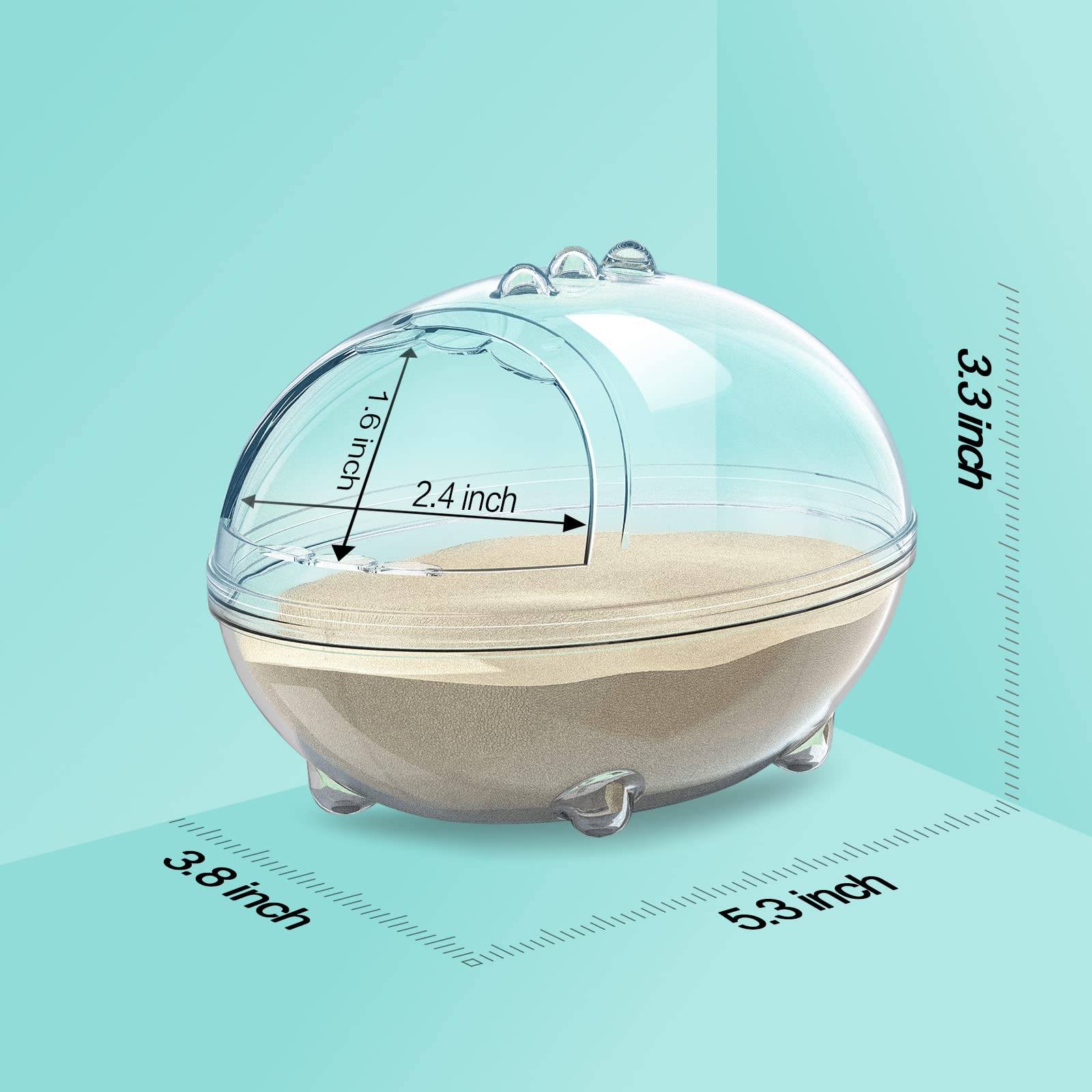 lazYYzal Hamster Bathroom,Hamster Bathtub Box,dust Bath for Hamster,Hamster Sand Bath Container,Hamster Bath,Hamster Bathing Bowl,Transparent Beds,Hamster Bathtub Toilet for Hamster Accessories (S)