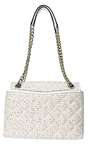 Kate Spade Natalia Sequin Tweed Fabric Medium Flap Crossbody (White multi)