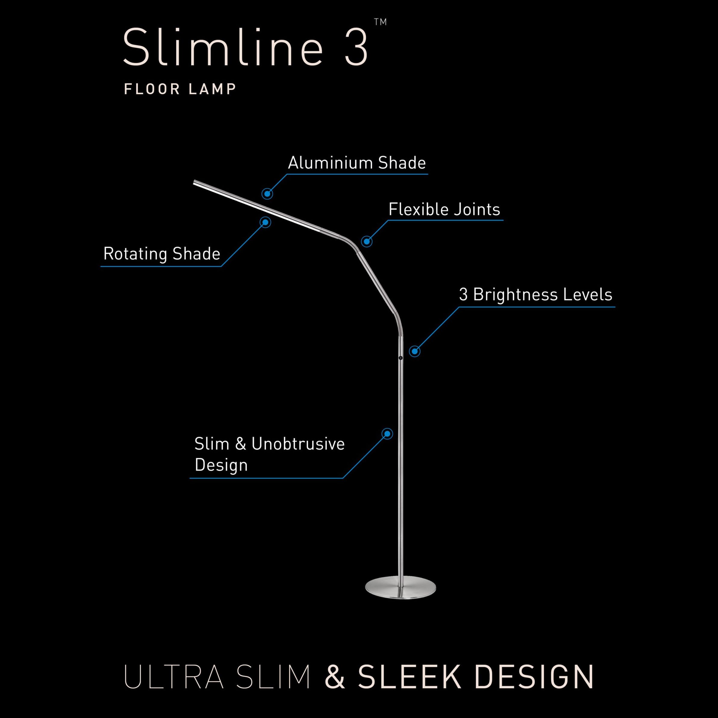 Daylight Company LLC Daylight Company Slimeline 3 led Floor Lamp, Brushed Steel