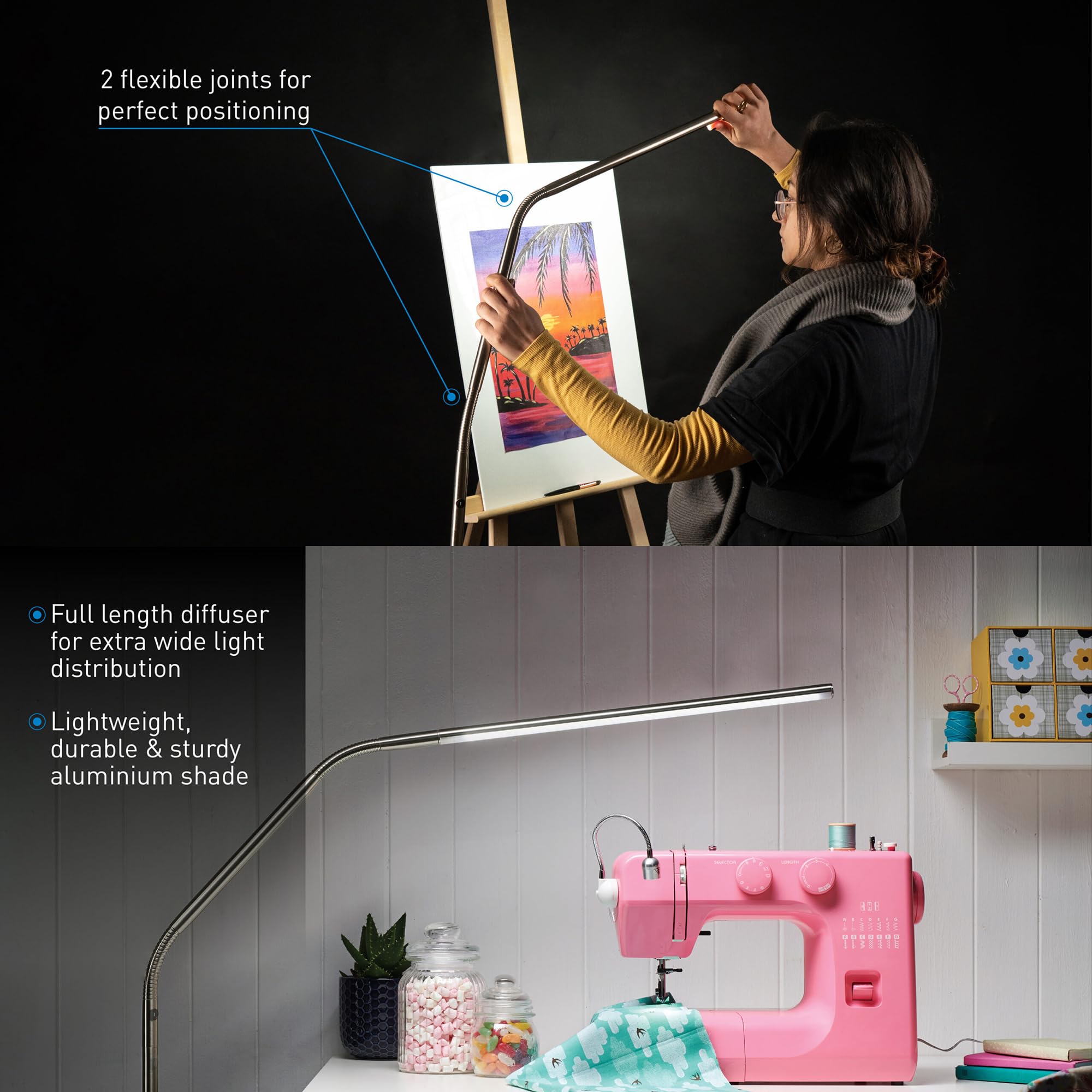 Daylight Company LLC Daylight Company Slimeline 3 led Floor Lamp, Brushed Steel