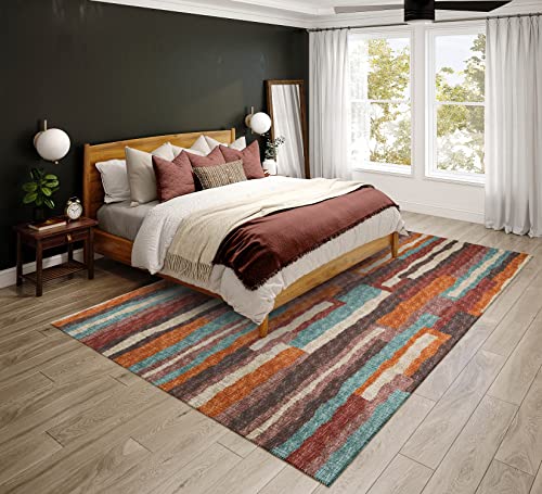 Addison Bravado Abstract Striped Paprika Power Loomed 10' x 14' Area Rug