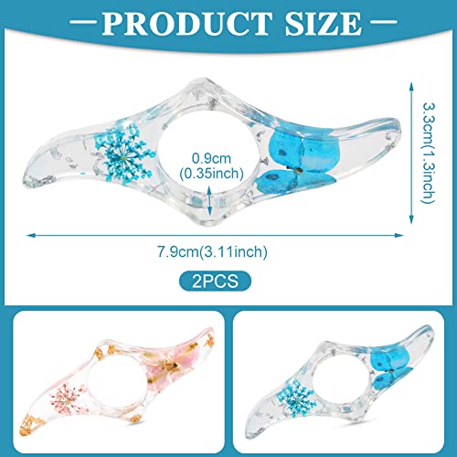 CALIDAKA 2pcs Transparent Thumb Book Page Holder Resin Book Page Holder Handmade Dried Flower Resin Thumb Ring Page Holder,Finger Bookmark Holder,for Reader Book Lover Literary(Transparent)