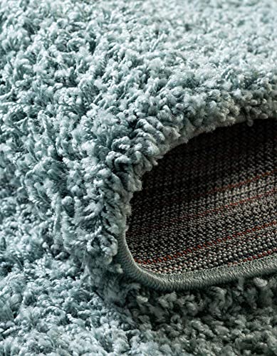 Rugs.com - Über Cozy Solid Shag Collection Rug – 3' x 5' Oval Light Slate Blue Shag Rug Perfect for Living Rooms, Large Dining Rooms, Open Floorplans