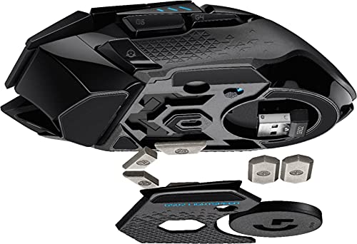 Logitech G502 Lightspeed Wireless Gaming Mouse, Hero 25K Sensor, 25,600 DPI, RGB, 11 Programmable Buttons, Long Battery Life, Powerplay- Compatible, PC/Mac - Black (Renewed)