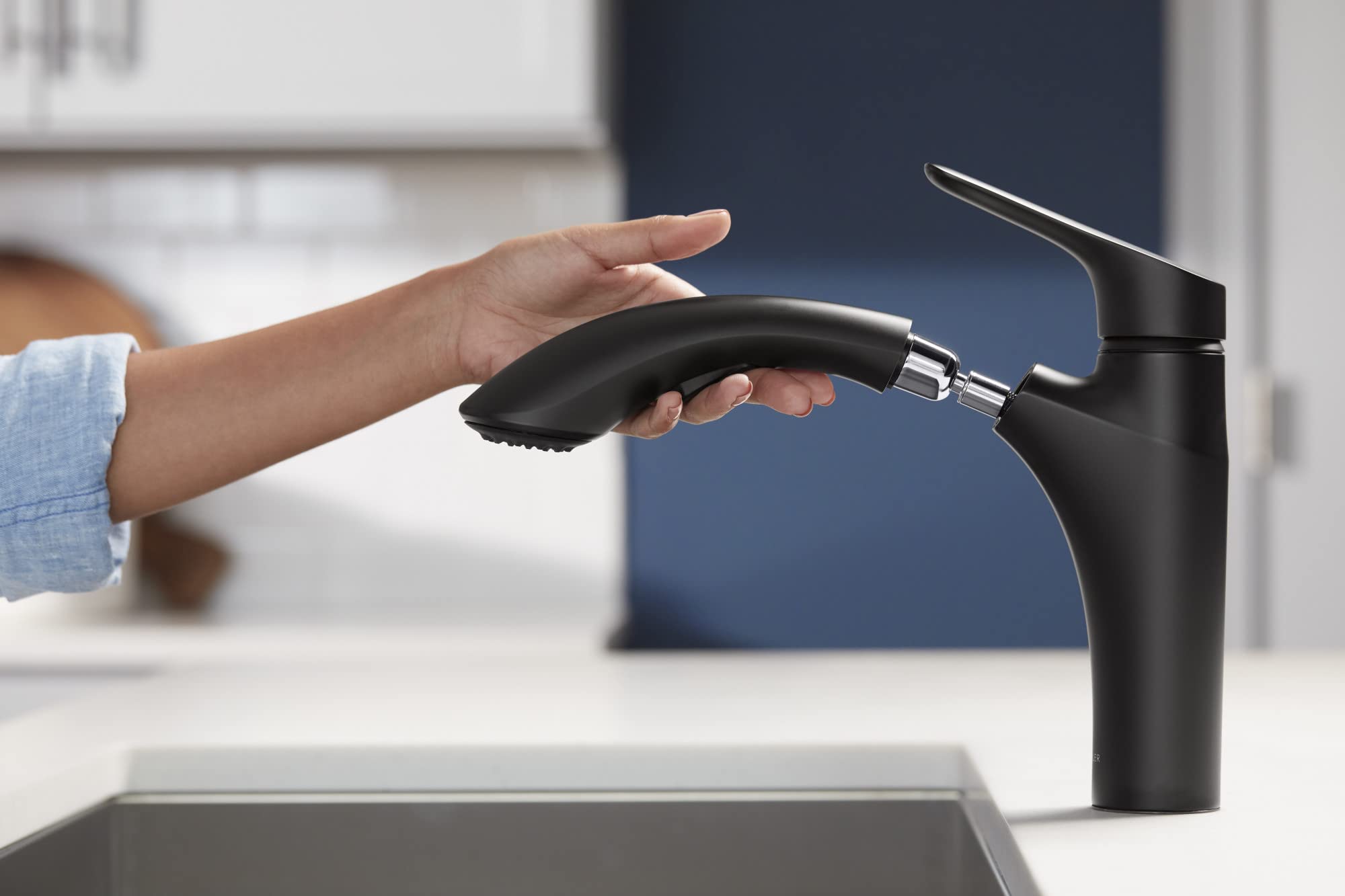 Kohler 30468-VS Rival Single Handle Pull-Out Kitchen, Laundry, Utility Sink Faucet, Vibrant Stainless, 1.5 gpm