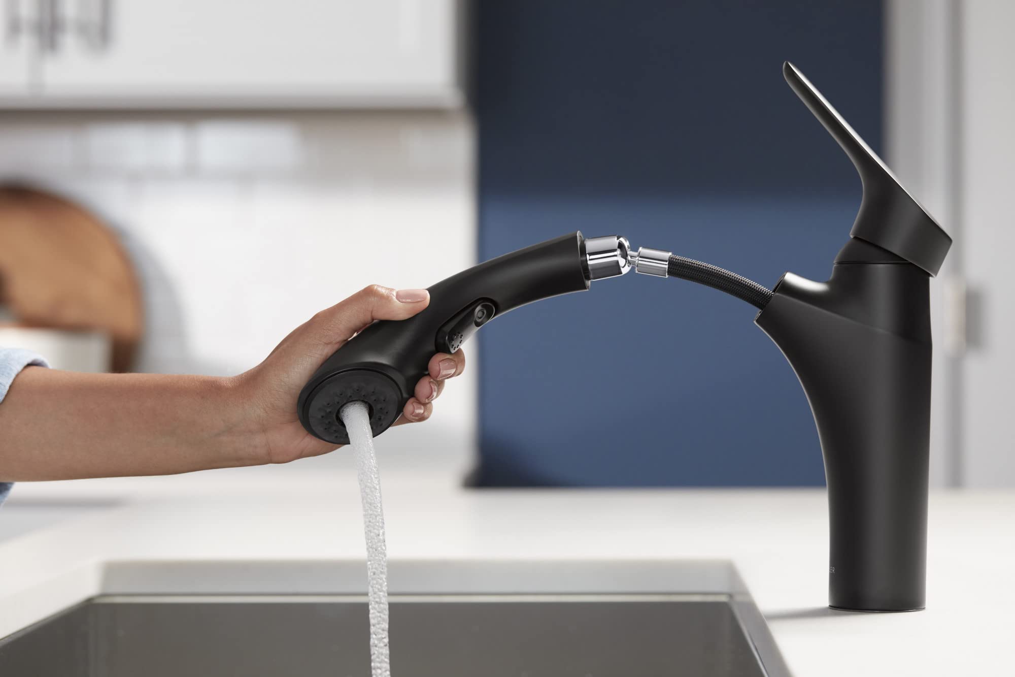 Kohler 30468-VS Rival Single Handle Pull-Out Kitchen, Laundry, Utility Sink Faucet, Vibrant Stainless, 1.5 gpm