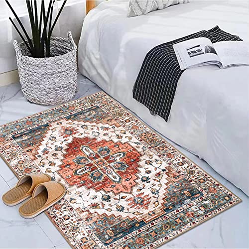 Aopota Area Rug for Bedroom 2x3ft Non Slip Distressed Faux Wool Indoor Door Mat Soft Area Floor Carpet Rug for Entryway Laundry Room Hallway