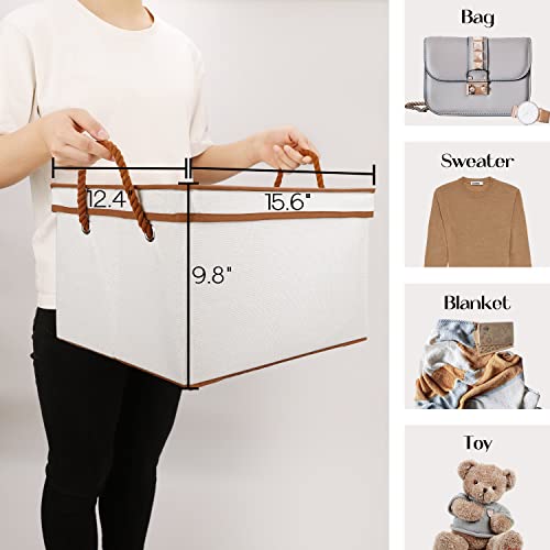 LoforHoney Home Bundle-Storage Bins with Lids, Beige, Large 4-Pack & XLarge 4-Pack