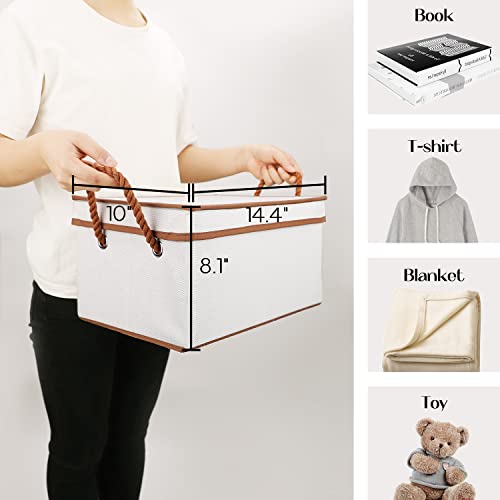 LoforHoney Home Bundle-Storage Bins with Lids, Beige, Large 4-Pack & XLarge 4-Pack