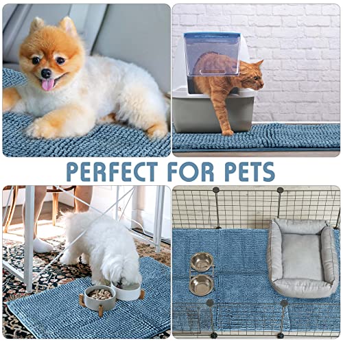 Amylove 4 Pcs Guinea Pig Cage Liner Guinea Pig Bedding Washable Fleece Pee Pads Reusable Small Animals Training Mat Small Animal Sleeping Bed for Bunny Hamster(Blue,14 x 28 Inch)