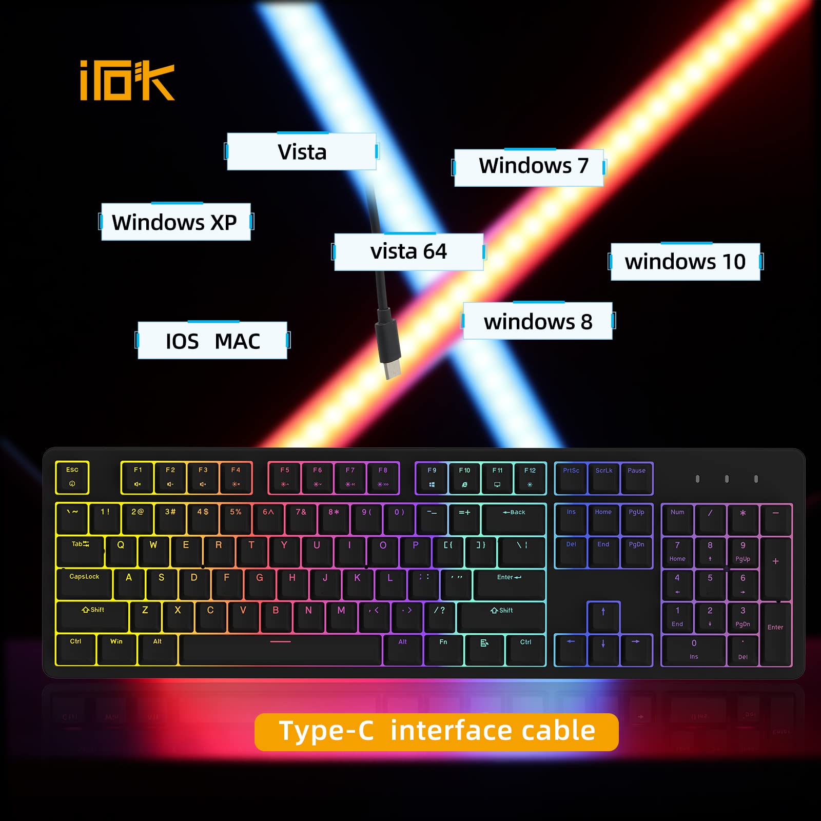 IROK FE87/104 RGB Mechanical Keyboard, Hot Swappable Gaming Keyboard, Customizable Backlit, Magnet Upper Cover Type-C Wired Keyboard for Mac Windows-Black/Brown Switch