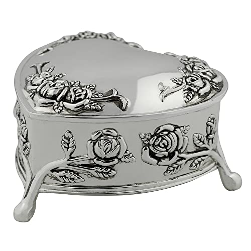 Las Arras Matrimoniales | Wedding Tokens | Unity Coins | Beautiful Heart Shaped Silver-Tone Decorative Box | Traditional Spanish Catholic Wedding Tradition | Includes 13 Metal Silver-Tone Coins