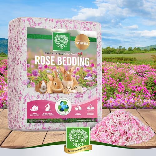 Small Pet Select - Natural Paper Bedding with Real Rose Petals. Rabbits, Guinea Pigs, and Other Small Animals, 56L
