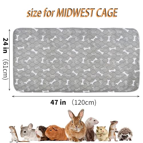 Oncpcare 47x24 Waterproof Guinea Pig Pads, Washable Rabbit Pee Pads, Reusable Fleece Guinea Pig Bedding Fast and Super Absorbent Pee Pad for Small Animals Bunny Hamster Rat
