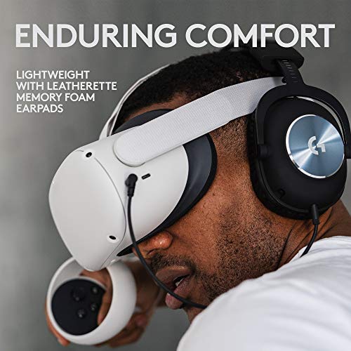 Logitech G PRO Gaming Headset for Oculus Quest 2 - Oculus Ready - Custom-length Cable - PRO-G Precision Gaming Audio Driver - Steel and Aluminum Build - Low-Latency 3.5 mm Aux Connection