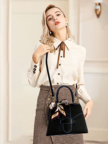 TSAWES Handbags for Women Purses Crossbody Bag Top Handle Purse Medium Tote Bag Vegan Leather Shoulder Bag (Black)