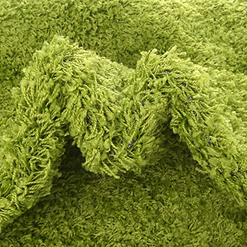 Rugs.com - Über Cozy Solid Shag Collection Rug – 3 Ft Round Grass Green Shag Rug Perfect for Kitchens, Dining Rooms