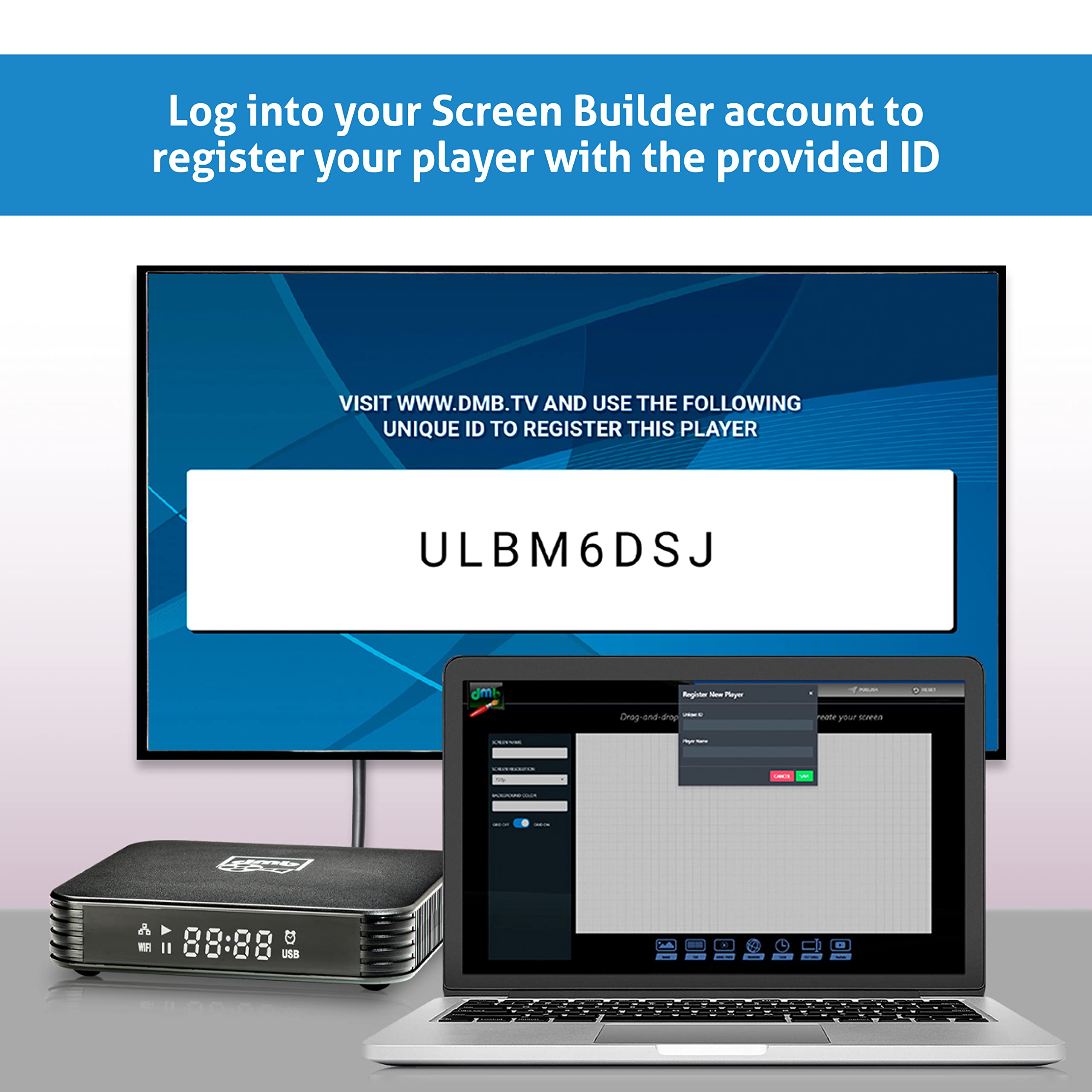 Digital Media Bridge - Premium Digital Signage Display 4K Player with Streaming Video | Media Player for Dynamic Advertising and Business Display | Central Cloud Control | No Subscription Fees