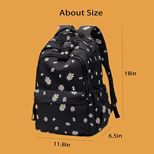 YYDCBA Large Capacity Casual Backpack Small Daisy Print Lightweight Waterproof Campus Dayily Backpack,School,Camping,Hiking