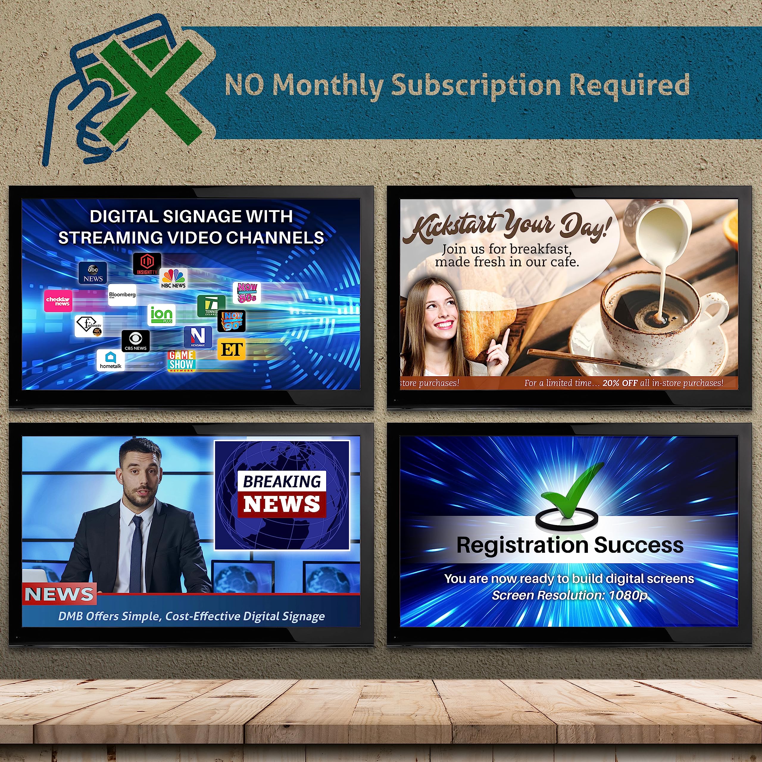 Digital Media Bridge - Premium Digital Signage Display 4K Player with Streaming Video | Media Player for Dynamic Advertising and Business Display | Central Cloud Control | No Subscription Fees