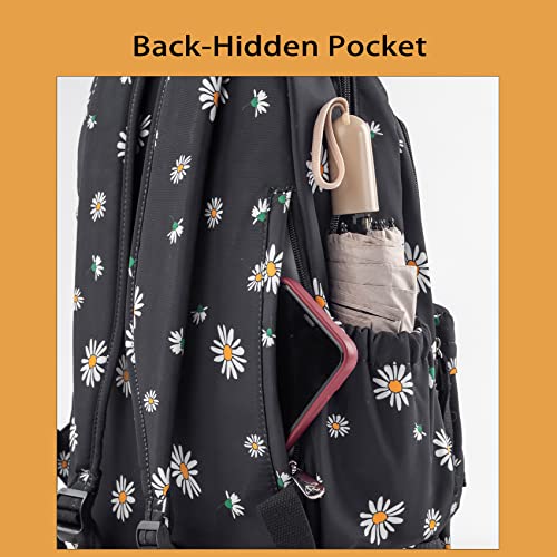 YYDCBA Large Capacity Casual Backpack Small Daisy Print Lightweight Waterproof Campus Dayily Backpack,School,Camping,Hiking