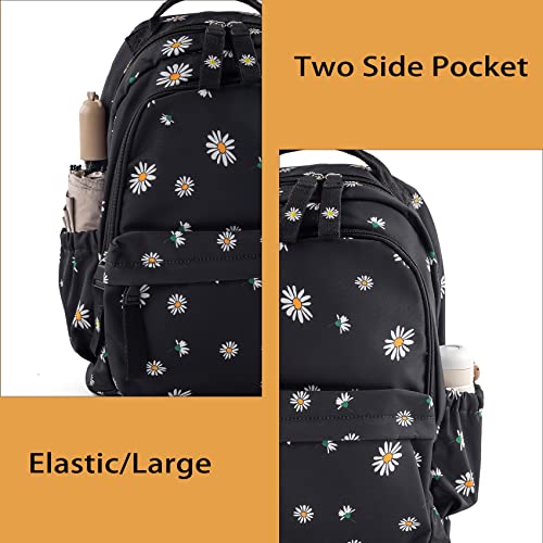 YYDCBA Large Capacity Casual Backpack Small Daisy Print Lightweight Waterproof Campus Dayily Backpack,School,Camping,Hiking