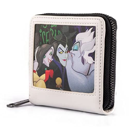 Loungefly Disney Villains Club Polaroid Zip-Around Faux Leather Wallet,Lightweight, Villains Club One Size