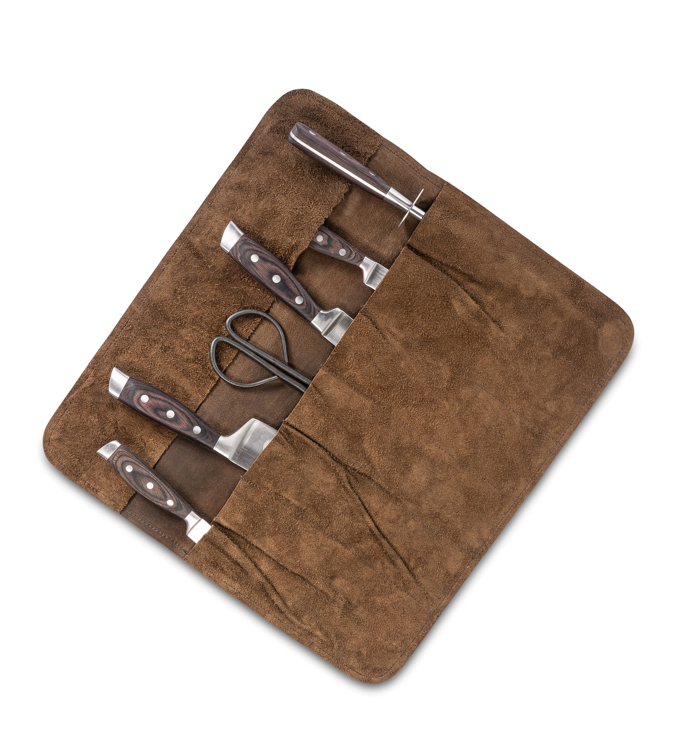 Knife Roll Bag Genuine Leather β Chef`s knife bag 7 slots β Leather Knife Case Sam (dark-brown/antique)