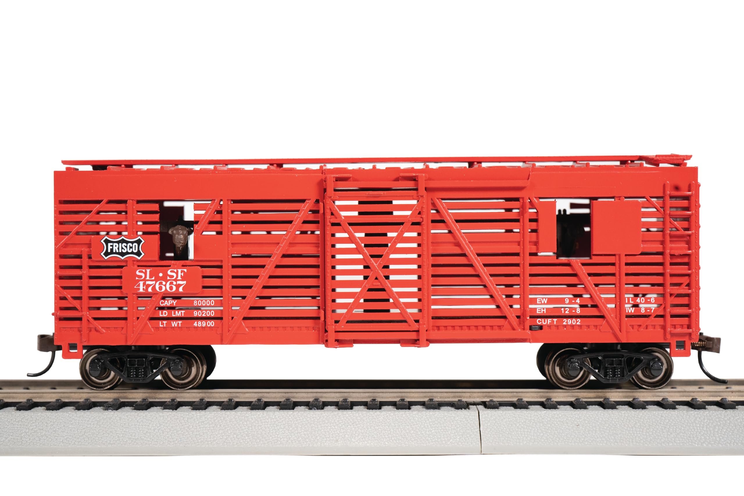 Bachmann Trains - 40' Animated Stock Car - Frisco #47667 with Cattle - HO Scale