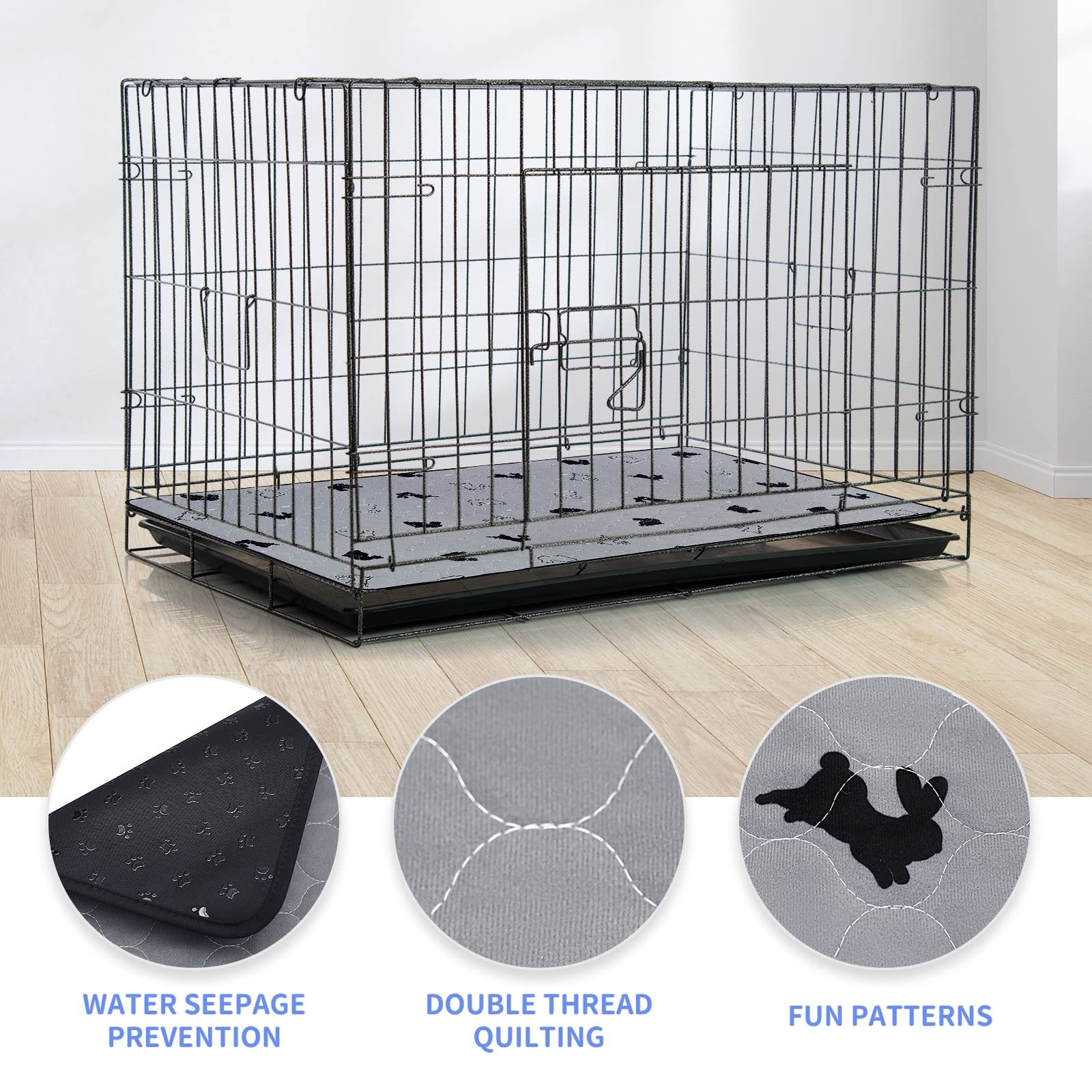 Guinea Pig Cage Liners, 2 Pack Washable 24'' x 47'' Fleece Bedding, Waterproof Reusable, Anti-Slip Pee Pad for Guinea Pigs, Rabbits, Hamsters & Small Pets