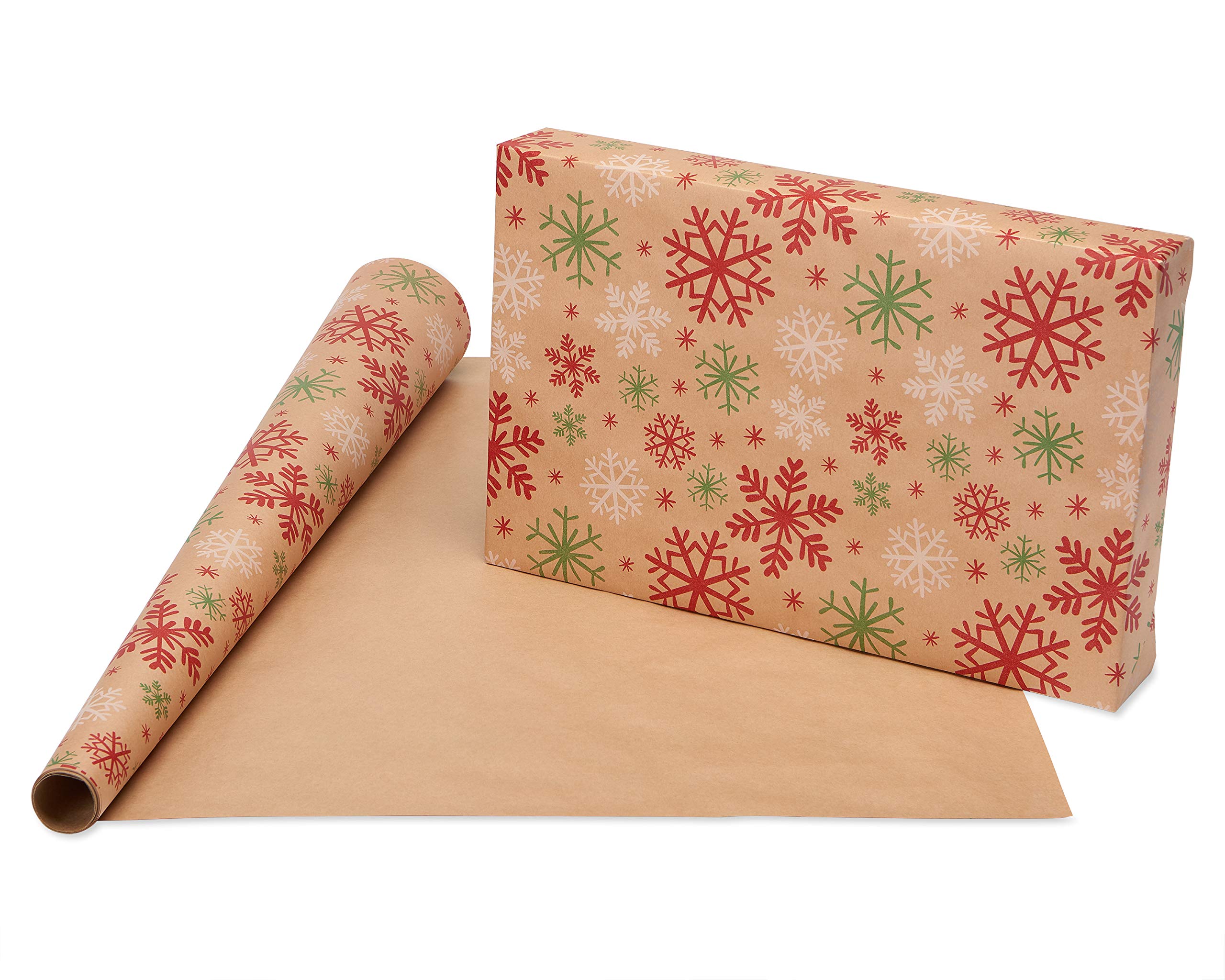 American Greetings Winter Wrapping Paper, Red, Green and Kraft (4 Pack, 80 sq. ft.)