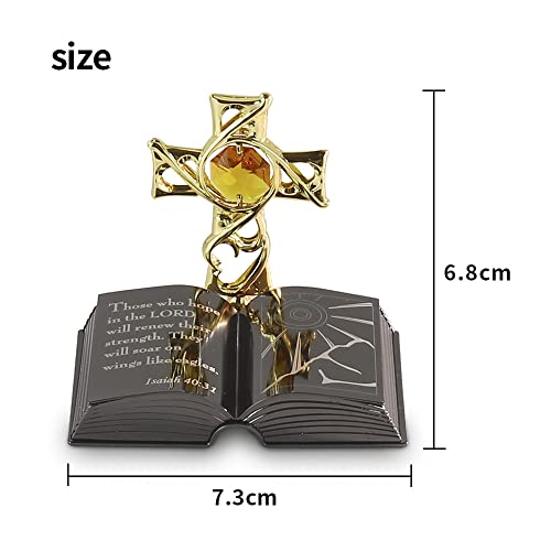 CRYSTOCRAFT Mini Bible Series Gift with Austrian Crystal Studded Art Home Decor for Your Loved One, Friends (Gold) (Mini Cross Bible Story B)
