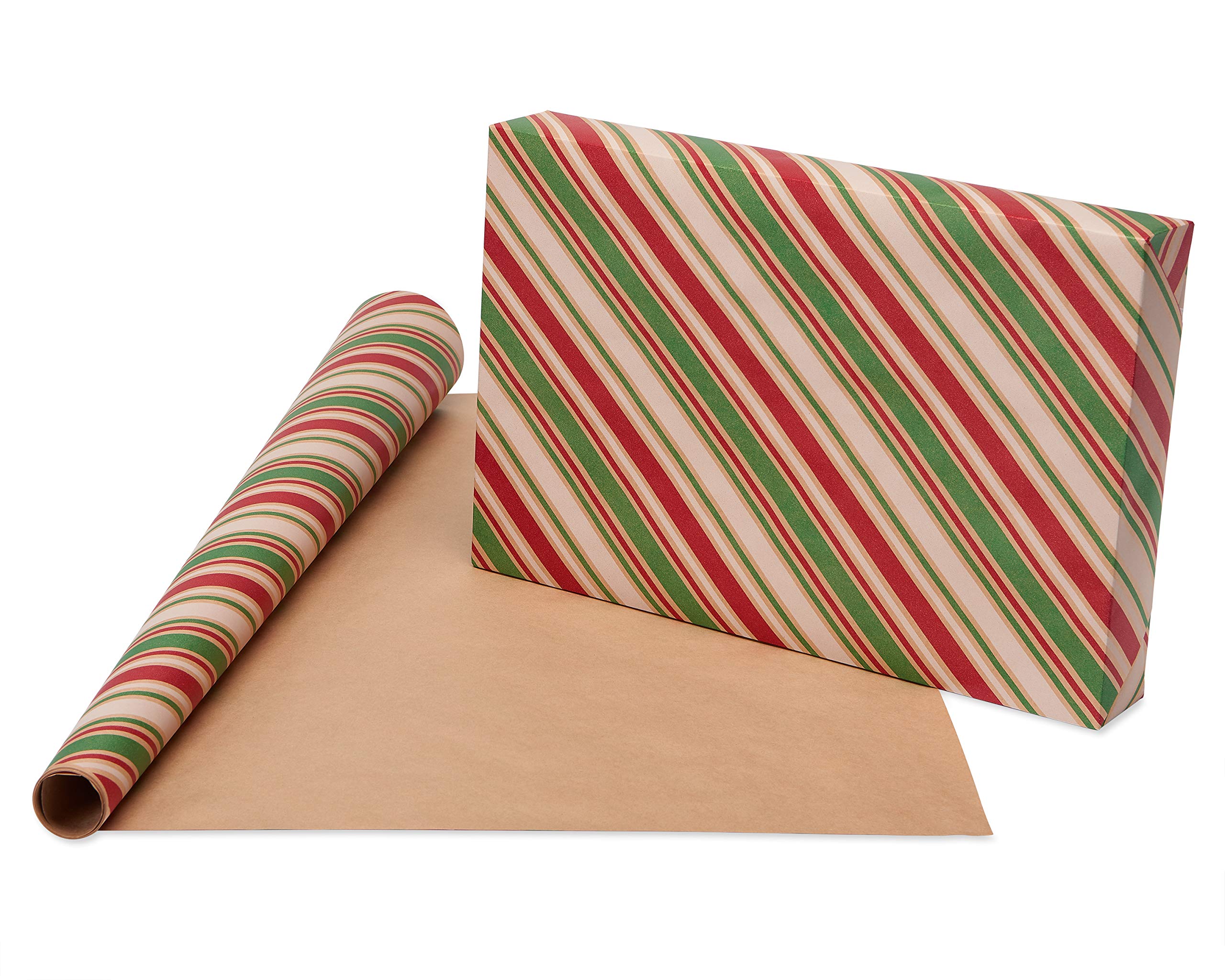 American Greetings Winter Wrapping Paper, Red, Green and Kraft (4 Pack, 80 sq. ft.)