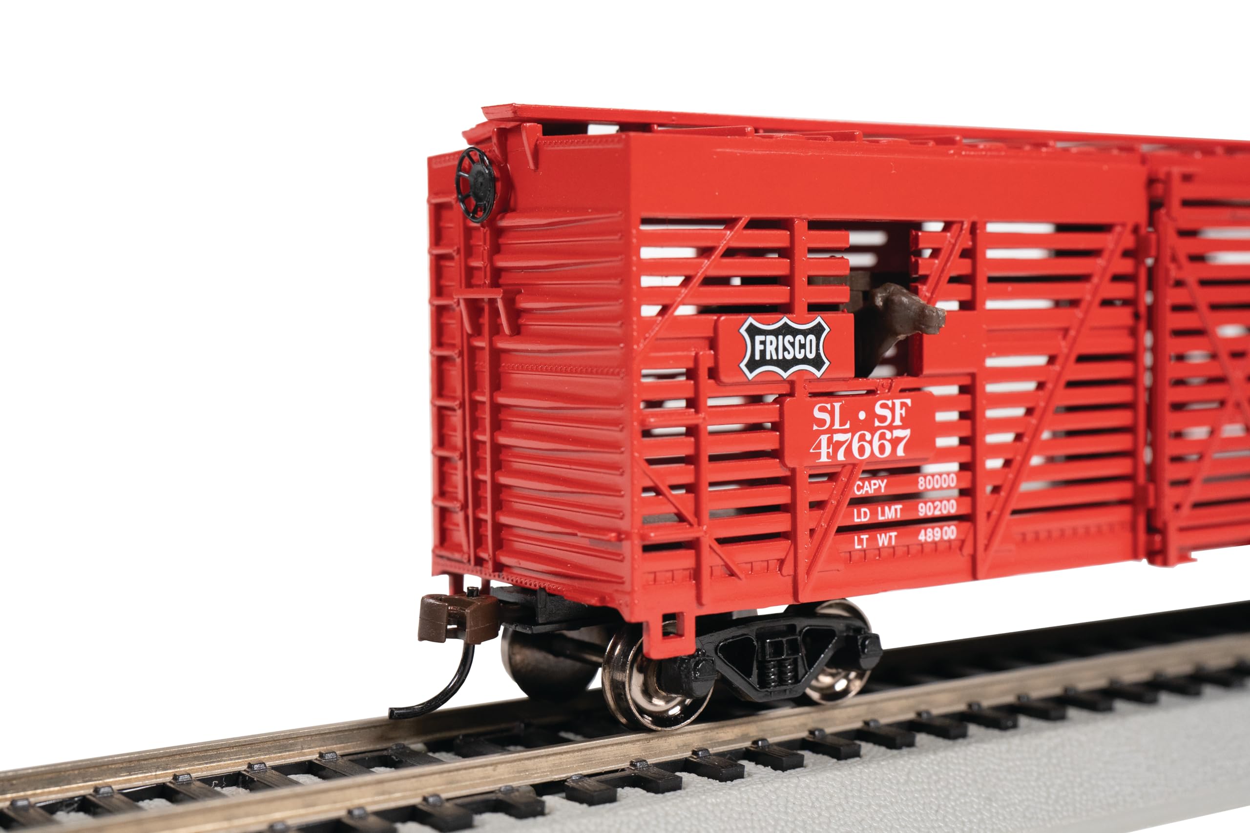 Bachmann Trains - 40' Animated Stock Car - Frisco #47667 with Cattle - HO Scale