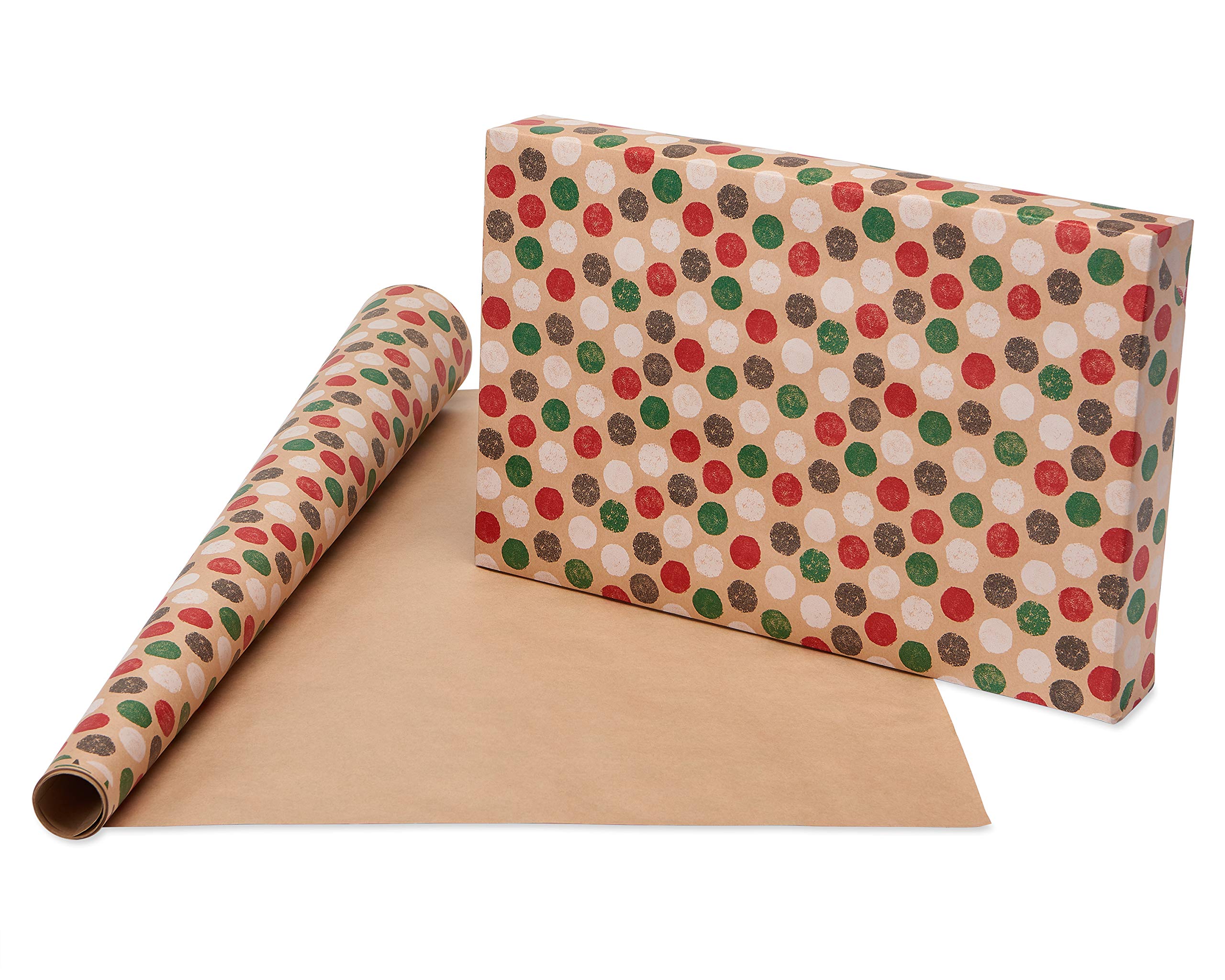 American Greetings Winter Wrapping Paper, Red, Green and Kraft (4 Pack, 80 sq. ft.)