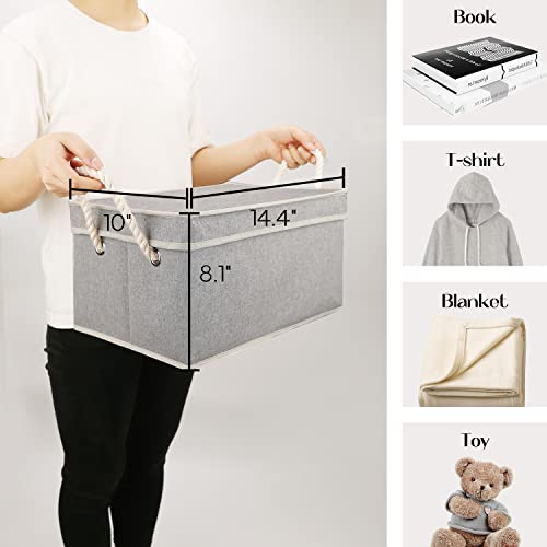 LoforHoney Home Bundle- Storage Bins with Lids, Light Gray, Large 4-Pack & XLarge 2-Pack