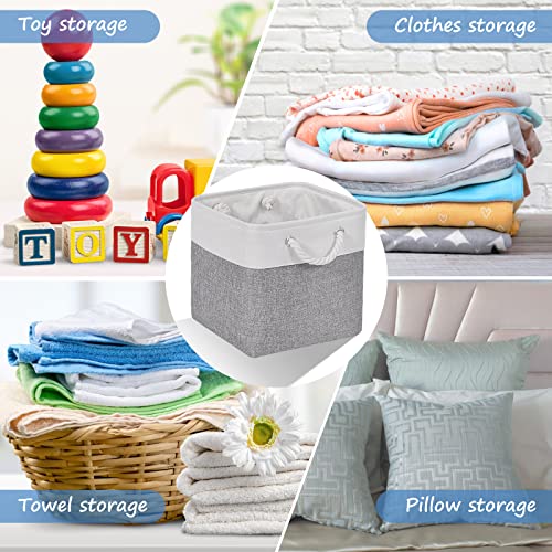 FinishingBo Fabric Cubes Storage Basket, 6 Pack 11x11 in with Handles Foldable Cube Storage Bins, for Shelves, Home, Office, Nursery Organizers