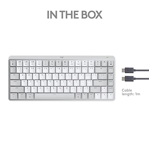 Logitech MX Mechanical Mini for Mac Wireless Illuminated Keyboard, Low-Profile Performance Switches, Tactile Quiet Keys, Backlit, Bluetooth, USB-C, Apple, iPad - Pale Grey
