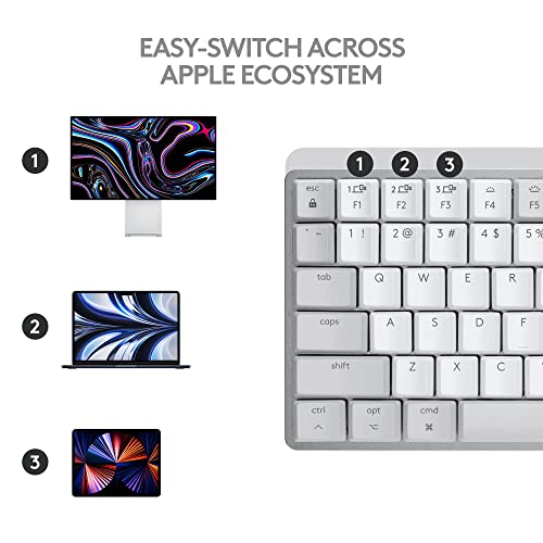 Logitech MX Mechanical Mini for Mac Wireless Illuminated Keyboard, Low-Profile Performance Switches, Tactile Quiet Keys, Backlit, Bluetooth, USB-C, Apple, iPad - Pale Grey