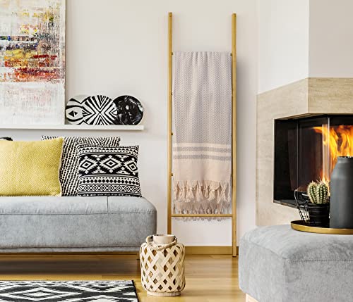 Rumi&Shams Cotton Throw Blankets | Turkish Blanket (52x70 Inches - 8 Colors) | 100% Turkish Cotton Sofa Throw | Striped Chevron Pattern | Summer Throw Blanket | Gray Throw Blanket for Couch